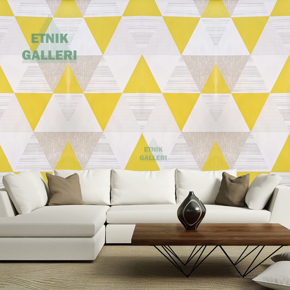 Jual Wallpaper Dinding GEOMETRI SEGITIGA ABU KUNING Walpaper Sticker ...