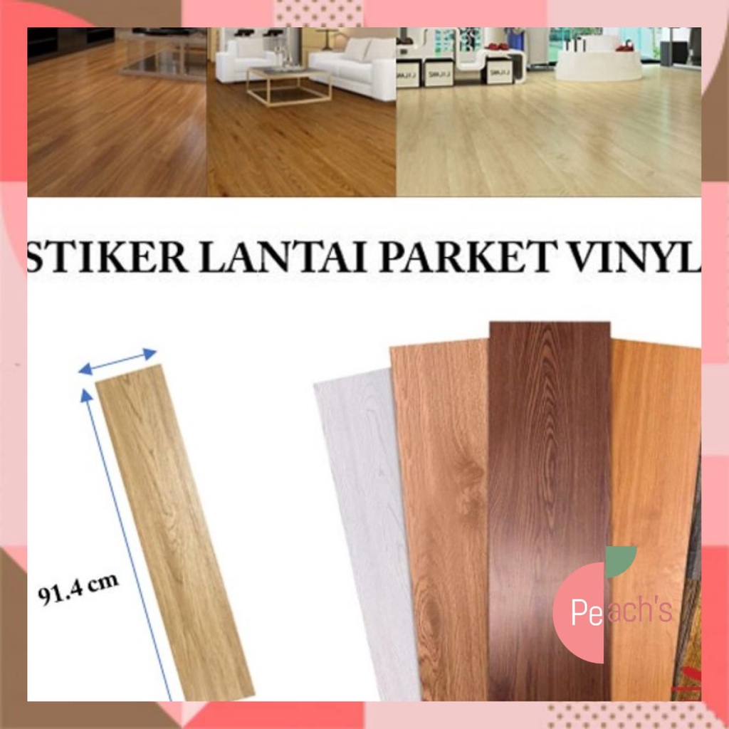 Jual PEACH Parket Lantai Vinyl + Perekat BAHAN PVC Stiker Lantai Vinyl ...