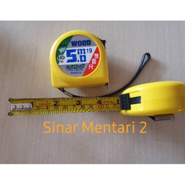 Jual Meteran Merek Wood panjang 5 meter asli taiwan | Shopee Indonesia