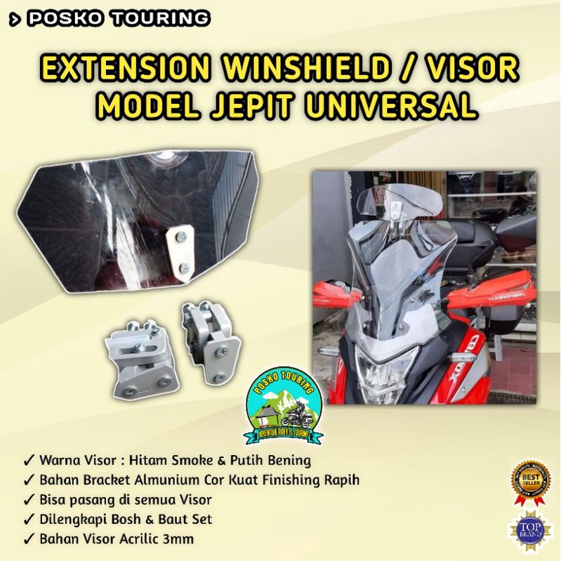 Jual Extension Winshield Visor Model Jepit Universal Motor Touring ...