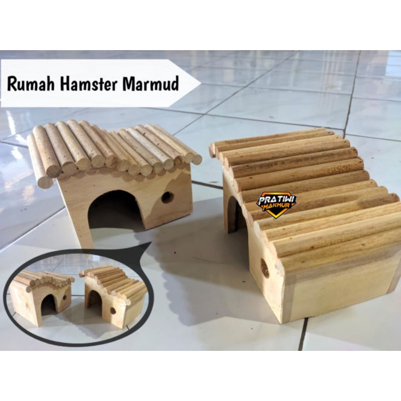 Jual Rumah Hamster Marmud Landak Mini Atap Dowel Mainan Rumah Hamter ...