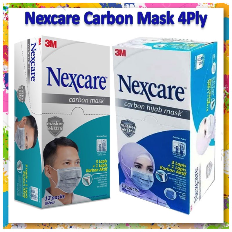 Jual Nexcare 3M Carbon Mask 4 Ply Isi 24 Pcs Earloop Headloop Hijab ...