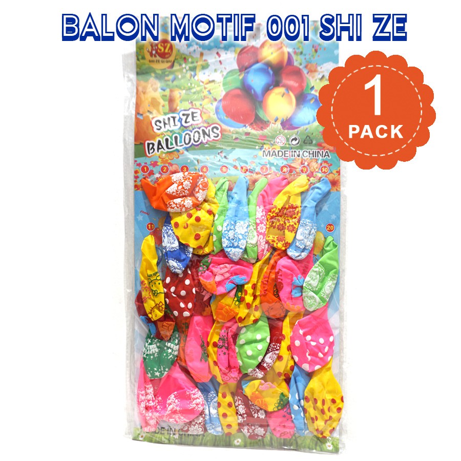 Jual Balon warna Motif Latex mix color 40pcs - Balon Motif 001 SHI ZE ...