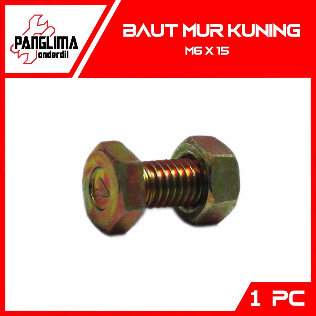 Jual Baut Mur Kuning M6x15-M 6 X 15-M6-6x15 Baud Nut | Shopee Indonesia