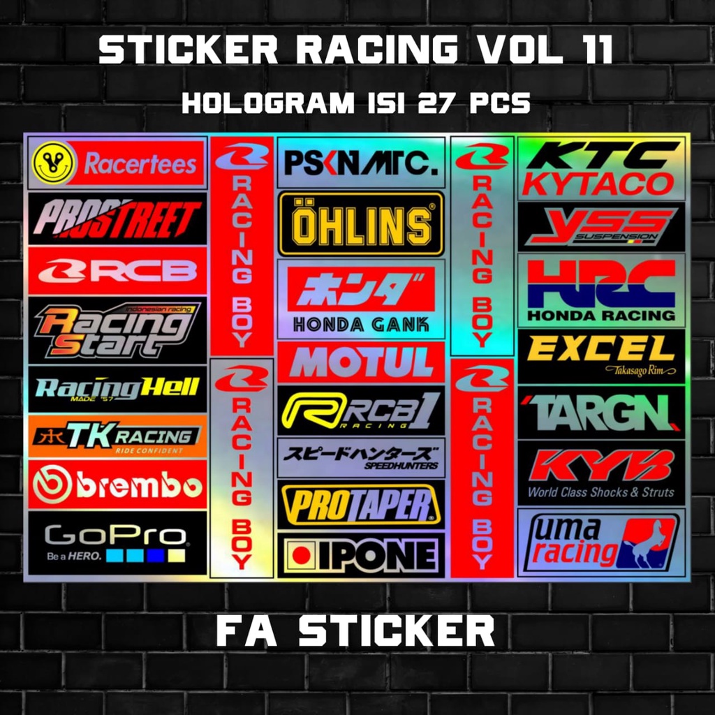 Jual Stiker Racing Pack Sticker Racing Hologram Stiker Sponsor Stiker ...