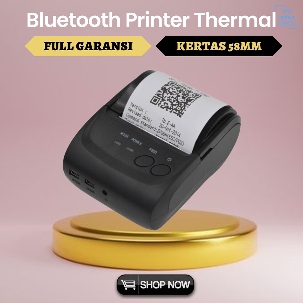 Jual Zjiang Mesin Mini Portable Kertas Printer Label Termal Thermal Struk Barcode Resi Shopee ...