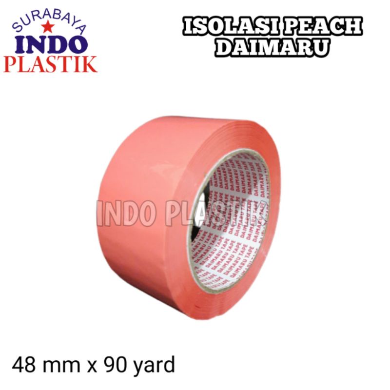 Jual selotip isolasi lakban daimaru warna peach plastik opp 100 meter | Shopee Indonesia