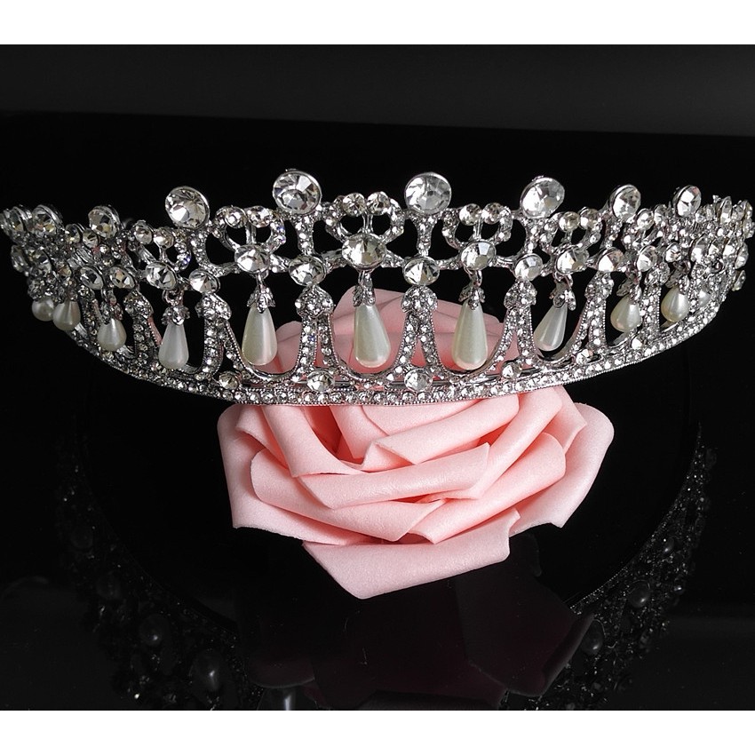 Jual Baroque Princess Diana Crown Crystal And Pearl Bridal Tiaras