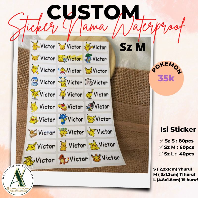 Jual Label sticker Nama waterproof sz M - pokemon | Shopee Indonesia