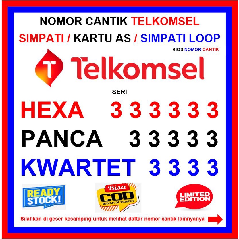 Jual nomor cantik simpati hexa 333333 nomer kartu perdana telkomsel ... Jual nomor cantik simpati hexa 333333 nomer kartu perdana telkomsel ...