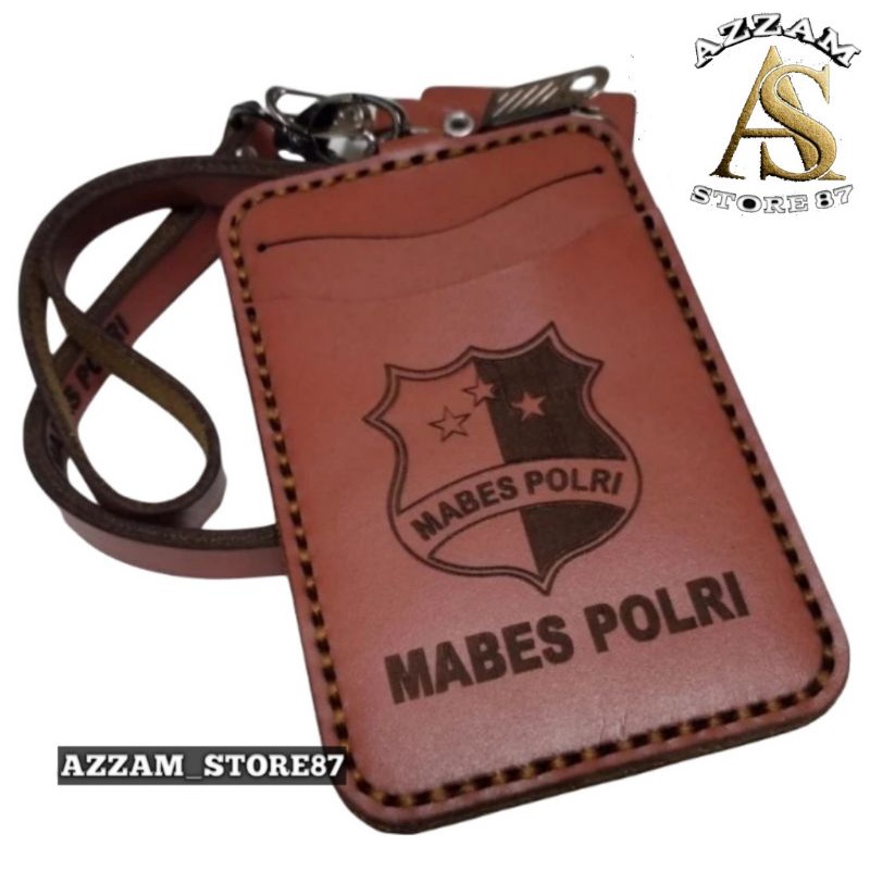 Jual Holder ID Card Kulit Asli - Tali Lanyard Nametag Logo MABES POLRI ...