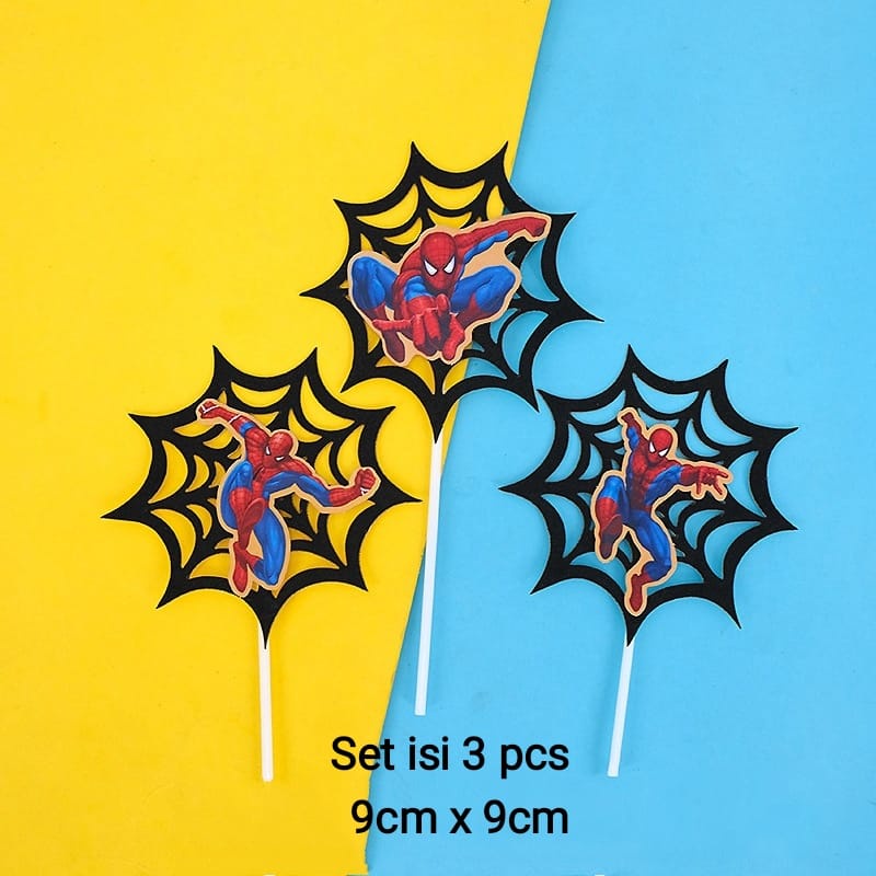 Jual Cake Topper / Hiasan Kue Spiderman Jaring Set isi 3 Pcs | Shopee ...
