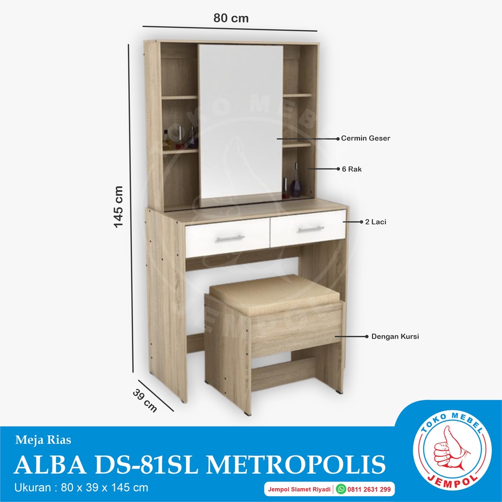 Jual Meja Rias Sliding Alba DS 81 SL Pira Prodesign/Mirror/Meja Makeup ...