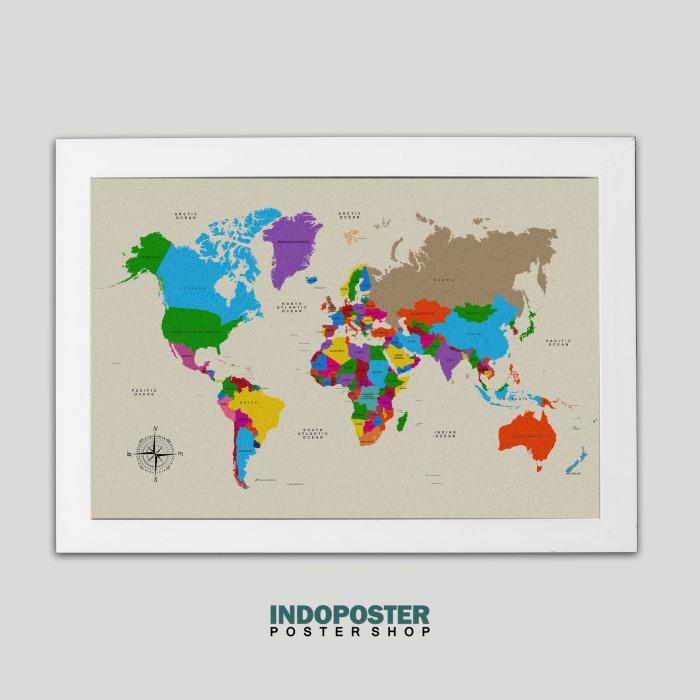 Jual Poster Peta Dunia Atlas World Map Color A2 60X40cm | Shopee Indonesia