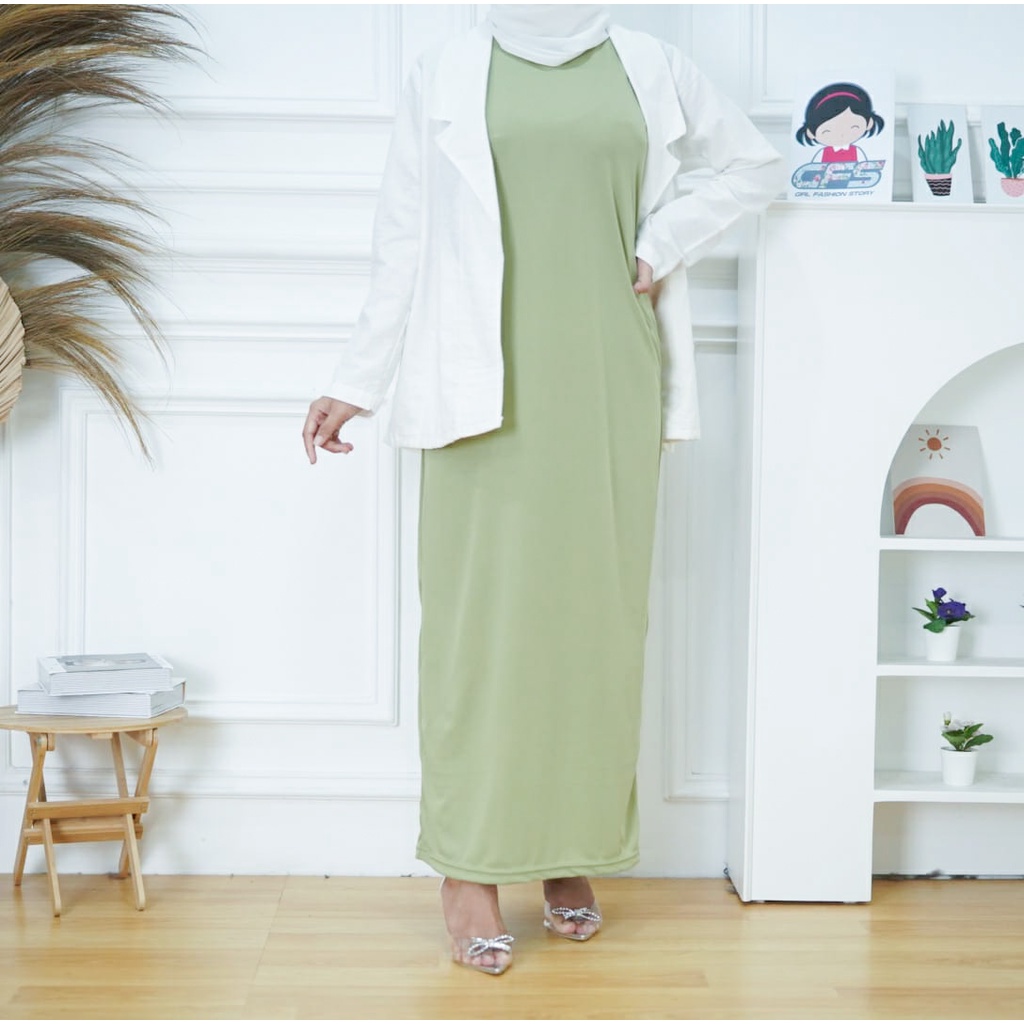 Jual GFS SR INNER SPAN INSPAN LONG DRESS | Shopee Indonesia