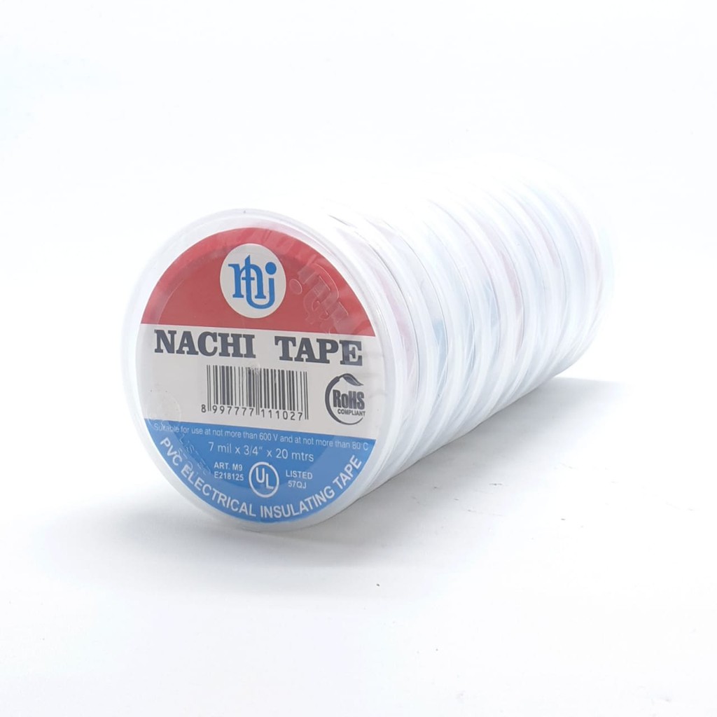 Jual @10 Pcs (1 Slop) Nachi Isolasi Kabel Listrik PVC Warna PUTIH 20M ...