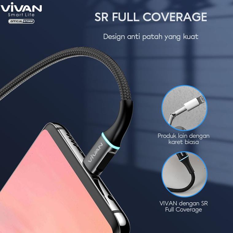 Jual VIVAN Kabel Type C 3A LED Light Quick Charge 100CM Garansi Resmi 1 ...