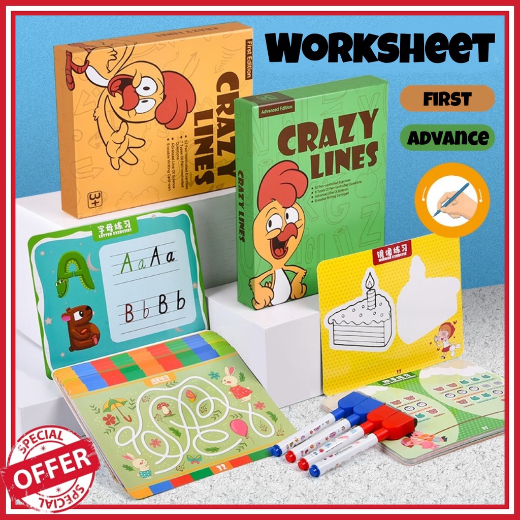 Jual TERMURAH Crazy Line Worksheet Wipe and Clean / Latihan Belajar ... Jual TERMURAH Crazy Line Worksheet Wipe and Clean / Latihan Belajar ...