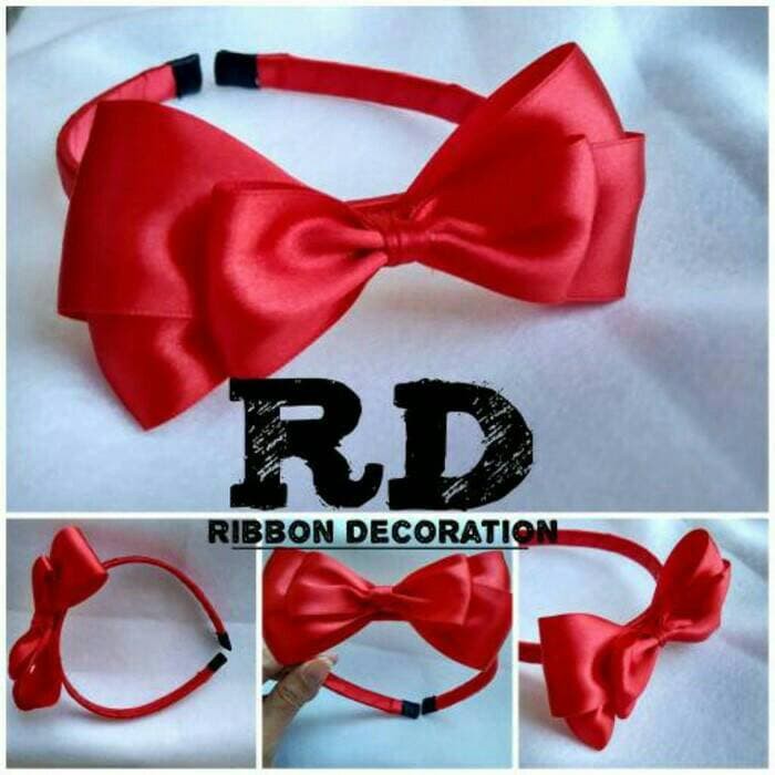 Jual BANDO BUNGA PITA WARNA BANDO MERAH ALA SNOW WHITE BANDANA RED ...