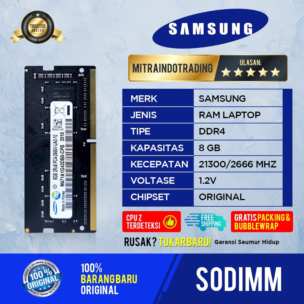 Jual RAM SAMSUNG SODIMM DDR4 8GB PC 2666/21300 BERGARANSI | Shopee Indonesia