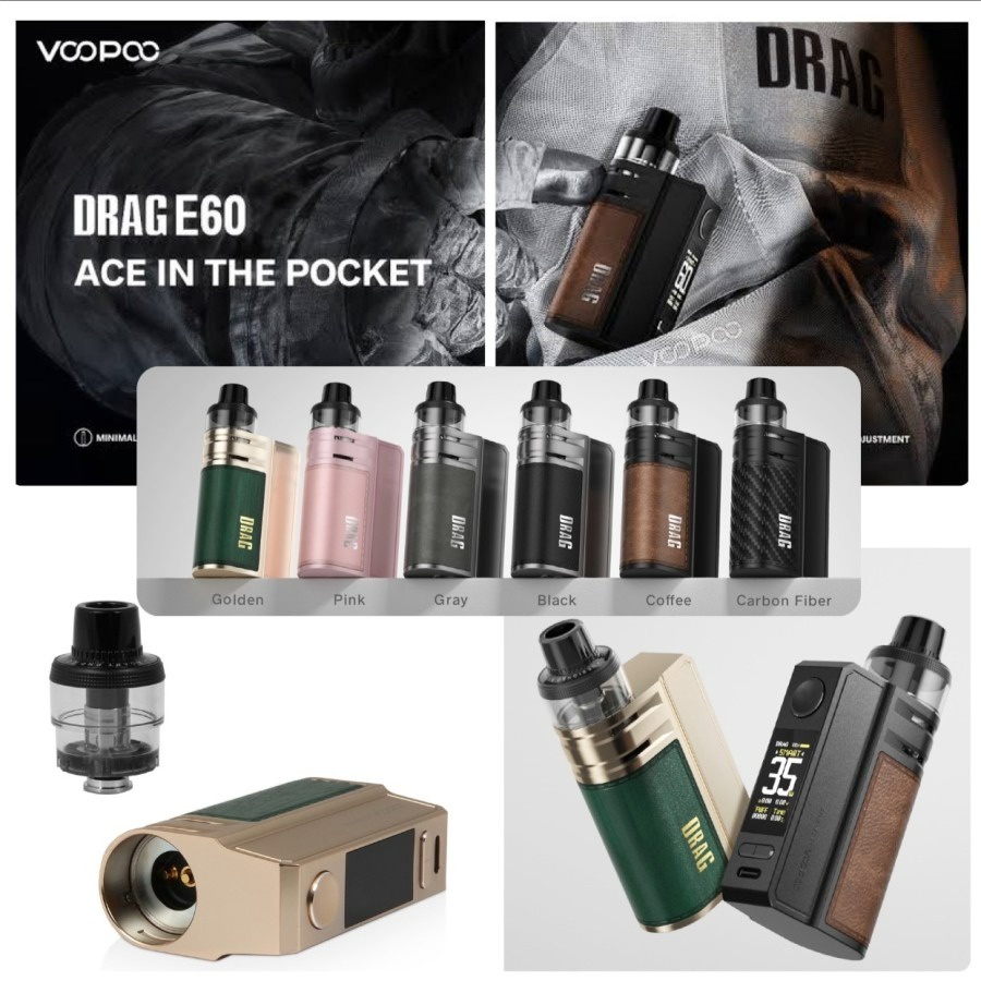 Jual VOOPOO DRAG E60 POD MOD DEVICE KIT ORIGINAL DRAG E60 KIT 60W BY ...