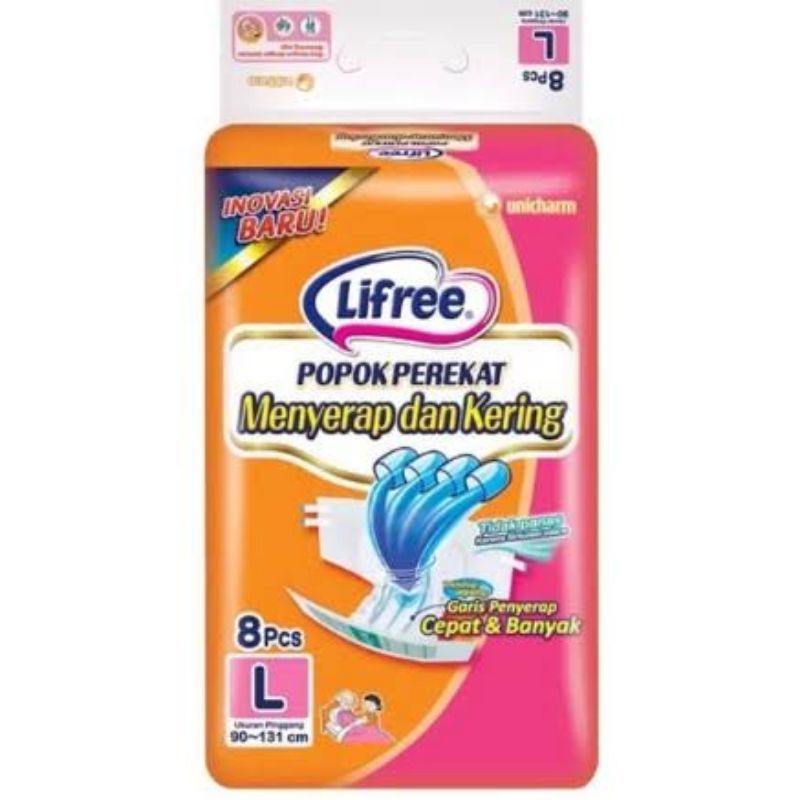 Jual Lifree popok perekat dewasa M8 / L7 / XL6 (kemasan baru M8/L7/XL6) | Shopee Indonesia