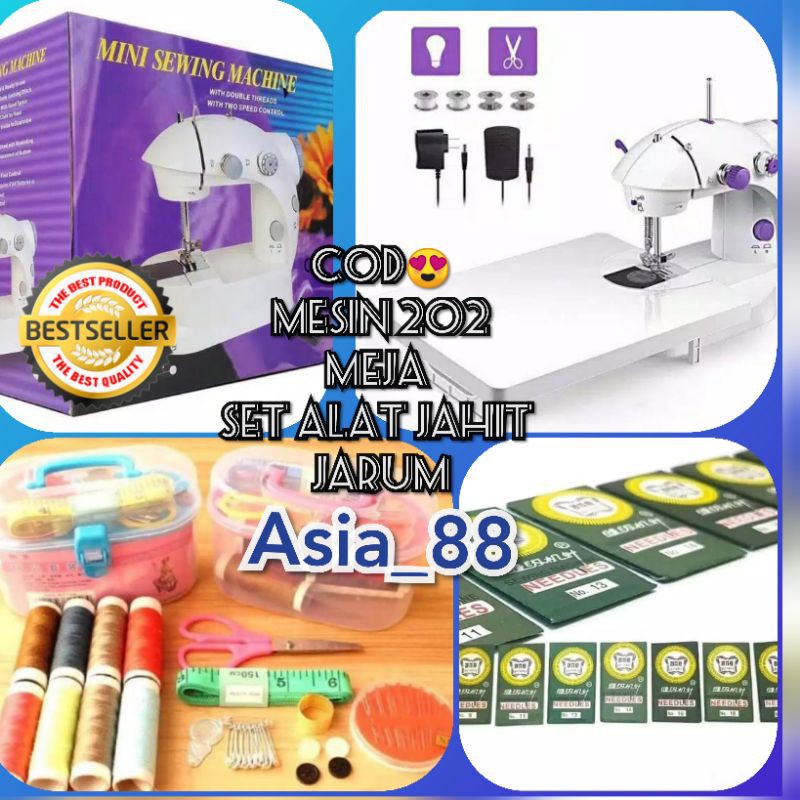 Jual Mesin Jahit Mini Portable 202+Meja +Sewing Kit FREE jarum mesin ...