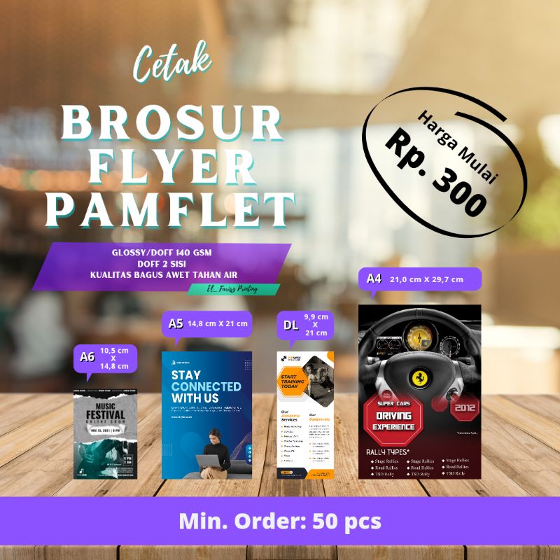 Jual Cetak Brosur Flyer Leaflet Pamflet ukuran A6 A5 A4 Glossy Doff ...