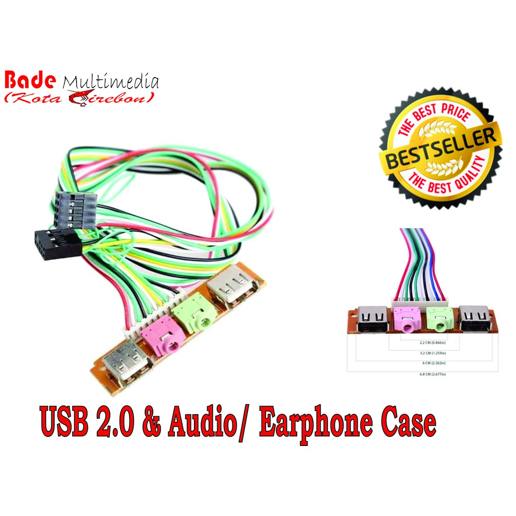 Jual Kabel Front Panel USB 2.0 2 port dan Jack Audio Mic Casing Case PC ...