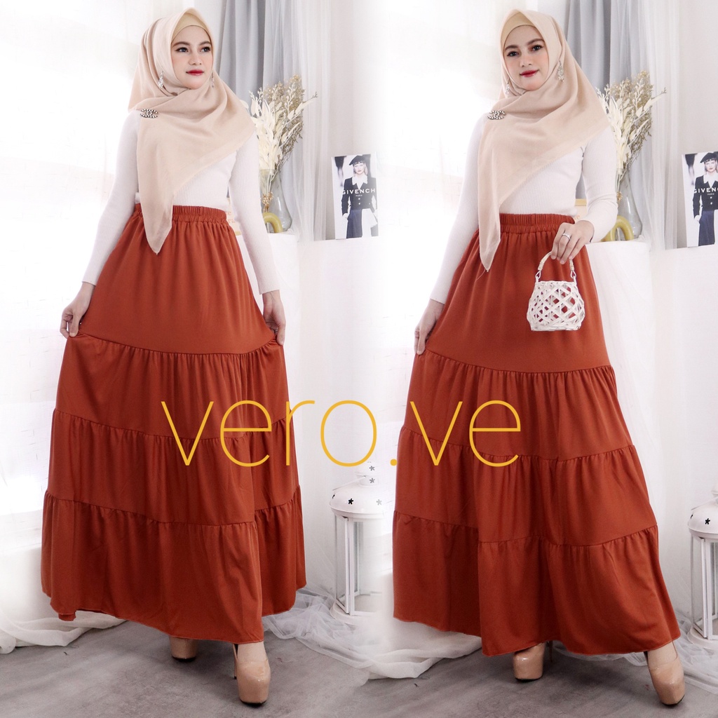 Jual Rok panjang Beraksen Kerutan Susun 4 Rok muslim/Mayung/Payung ...