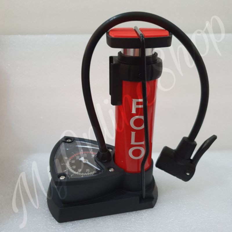 Jual Pompa Mini Portable Angin Ban / Bola Injak Sepeda Alloy Pump Meter ...