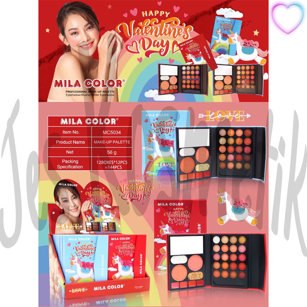 Jual Mila Color Buku Eyeshadow Pallete Blusher Glitter Lipstik Cream ...