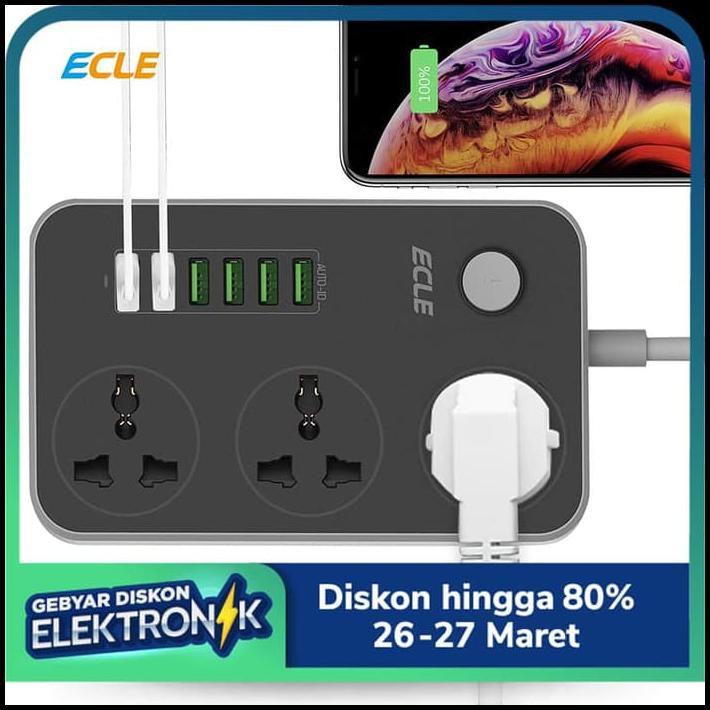 Jual Ecle Power Strip Portable Stop Kontak 3 Power Socket 6 Smart Usb Port Good Quality | Shopee ...