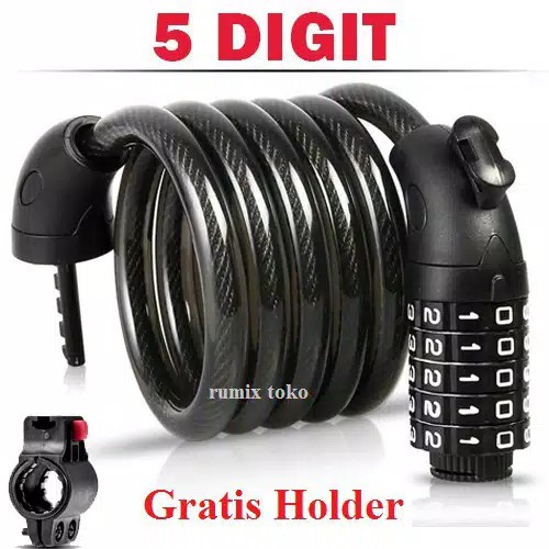 Jual Gembok Sepeda/Kunci Gembok Rantai Sepeda/Sepeda Motor/Helm/Pagar ...