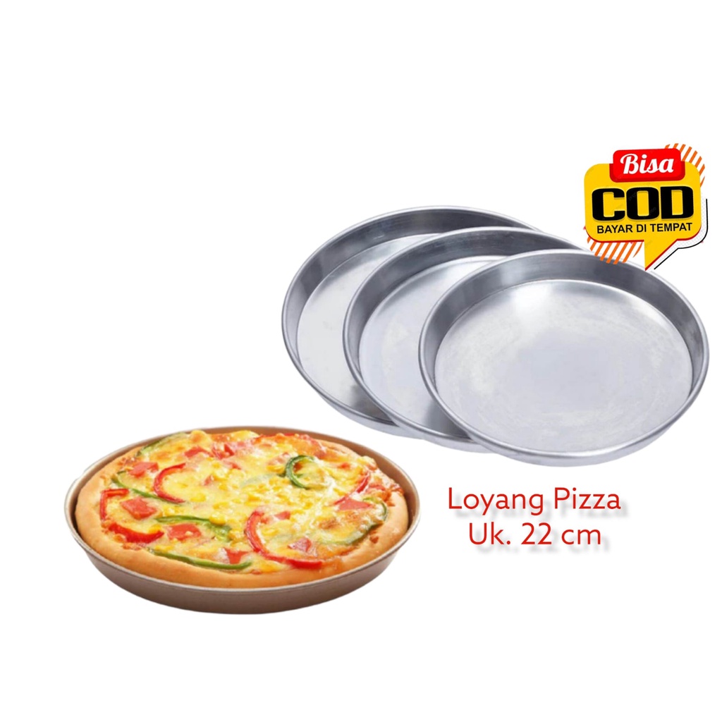 Jual 3 Pcs Loyang Pizza 22 Cm Bahan Alumunium Pres Anti Lengket ...