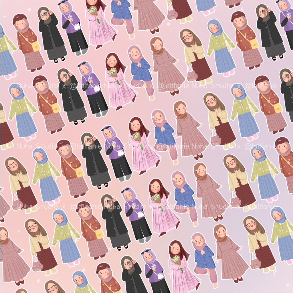 Jual 1 PCS muslimah OOTD Hijab Girls by Latifanie | Aesthetic Sticker ...