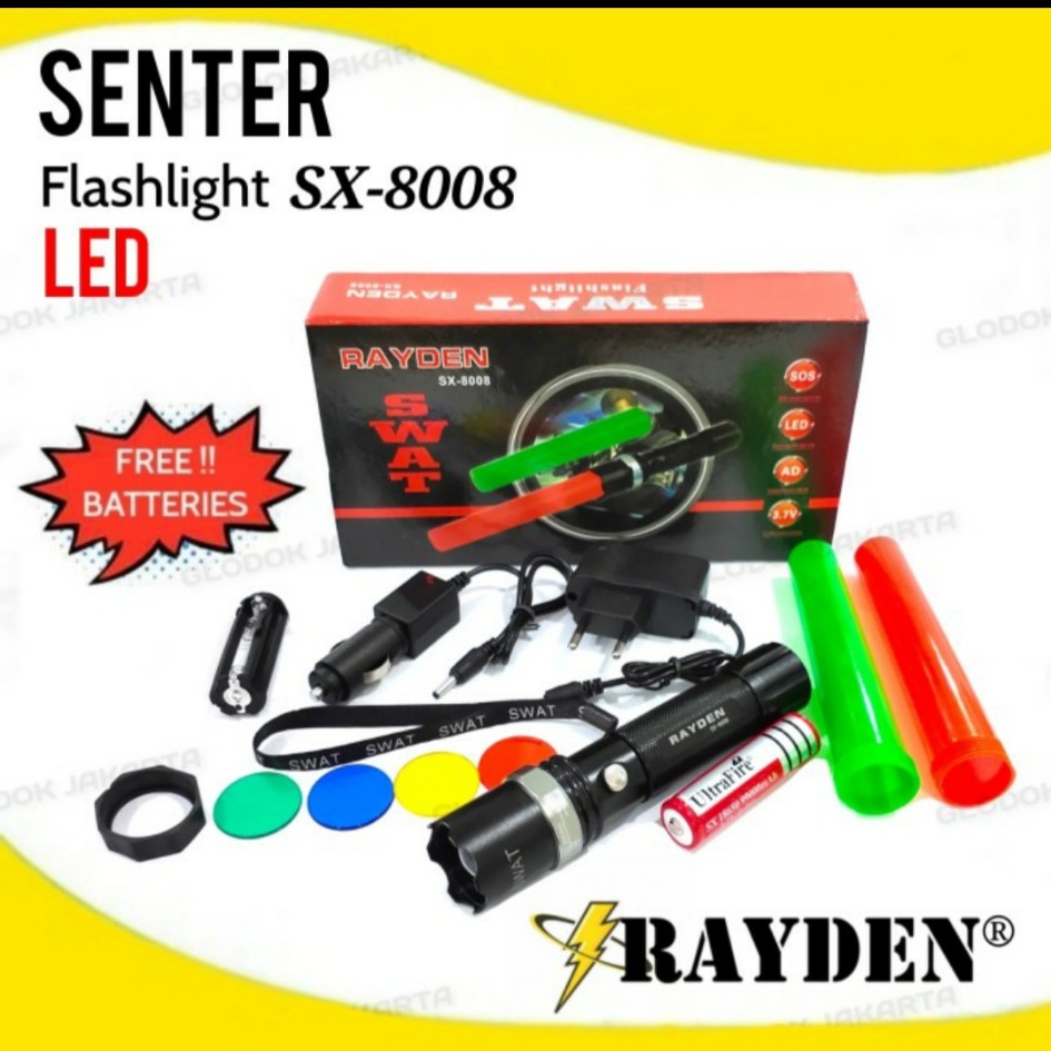 Jual Senter Police SWAT Senter LED Flashlight Waterproof SX8008 ...