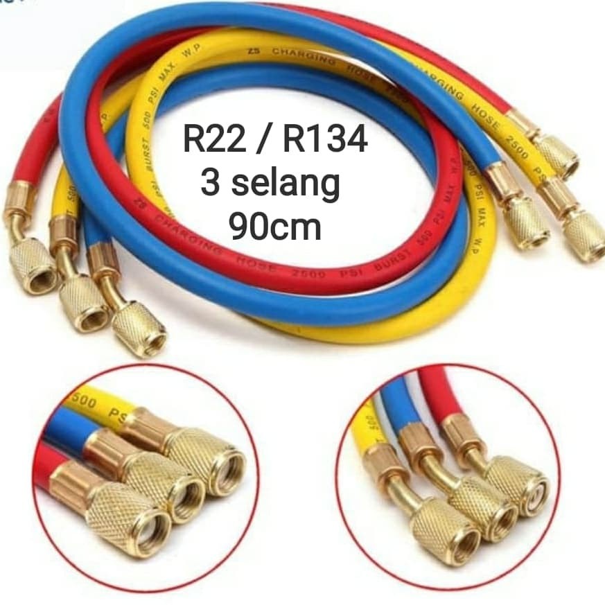 Jual Selang Manifold Pengisian Freon R22 R134A 1SET Isi 3 pcs | Shopee ...