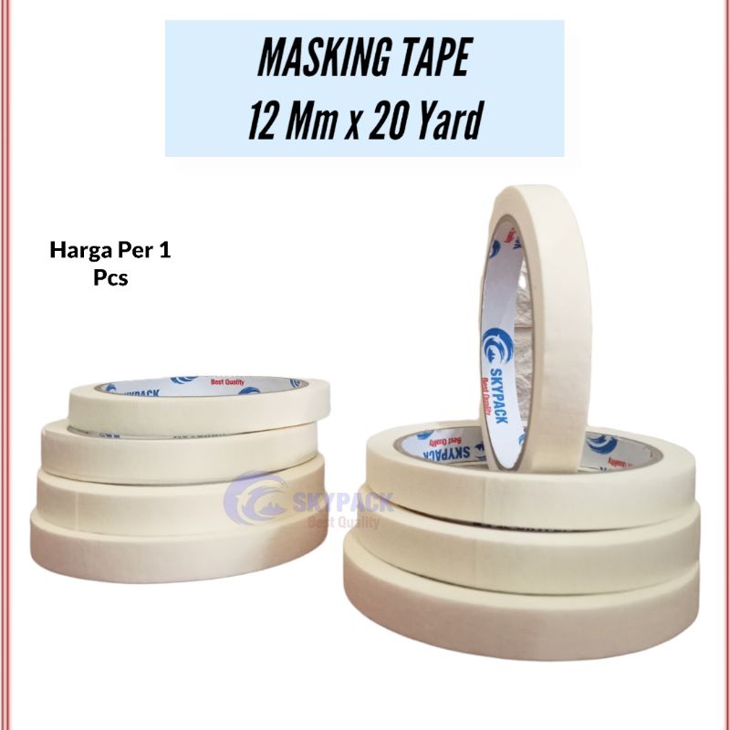 Jual ISOLASI KERTAS MASKING TAPE SKYPACK 12 Mm x 20 yard | Shopee Indonesia
