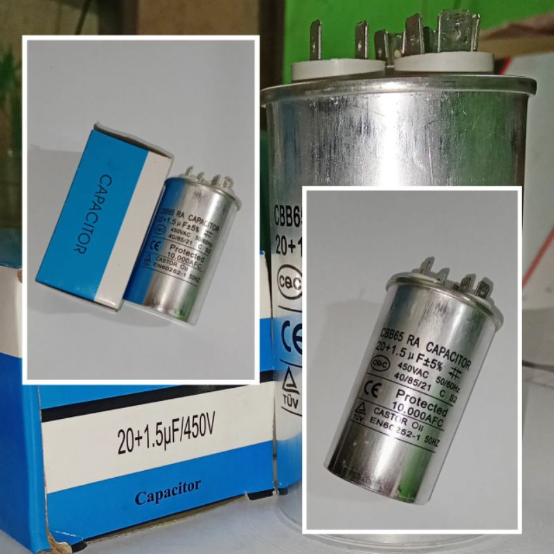 Jual KAPASITOR AC 20 + 1,5 uf | CAPACITOR AC 20 + 1,5 uf 450 VAC 50/60 HZ | Shopee Indonesia