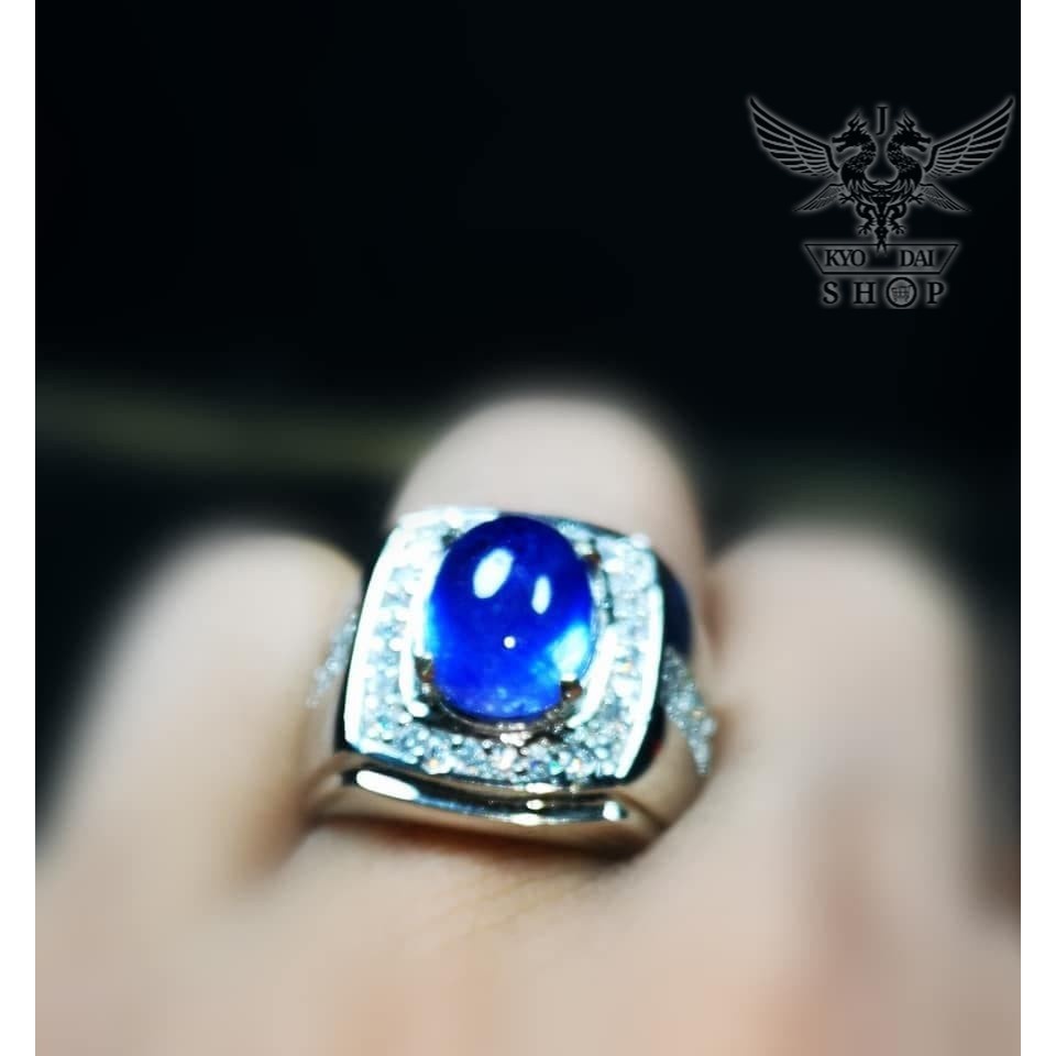 Jual Batu Akik Pria Royal Blue Sapphire Asli Srilanka Ceylon Kristal ...