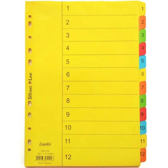 Jual Ordner Divider / Pembatas Ordner Bantex [6051] Angka 1-12 | Shopee ...