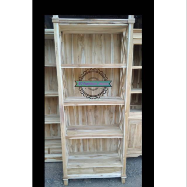 Jual Rak terbuka untuk hiasan rumah tempat/ lemari buku kerja kayu jati ...