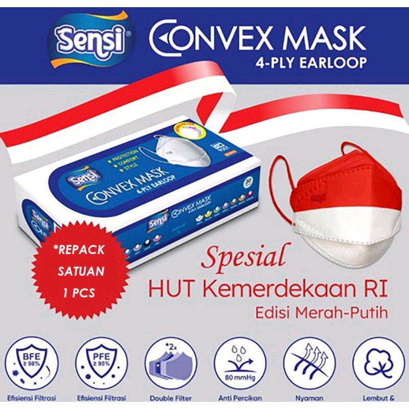 Jual masker merah putih original convex mask 4 play special HUT RI ...