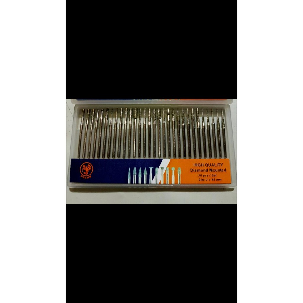 Jual (B2T)Mata Bor Intan Drill Diamond Mounted Point Set 30 Pcs - 3mm ...