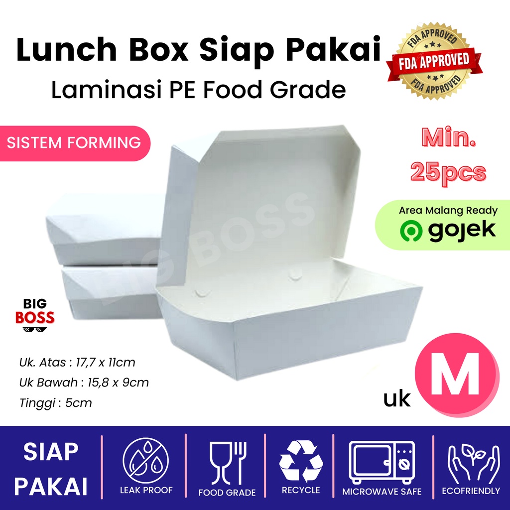 Jual Paper Lunch Box Laminasi Size M L Siap Pakai Ivory Food Grade ...