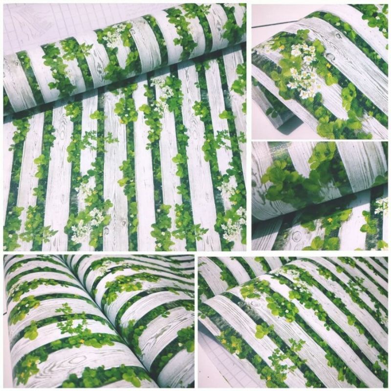 Jual Wallpaper Sticker Dinding Motif Kayu Daun Melati Merambat | Shopee ...