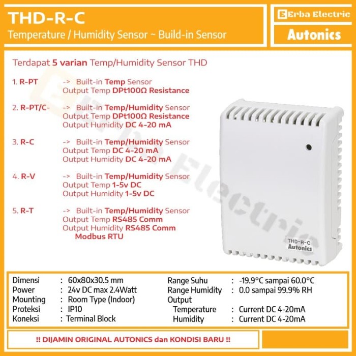 Jual Autonics THD-R-C Temperatur Humidity Sensor Indoor Suhu Ruangan 4 ...