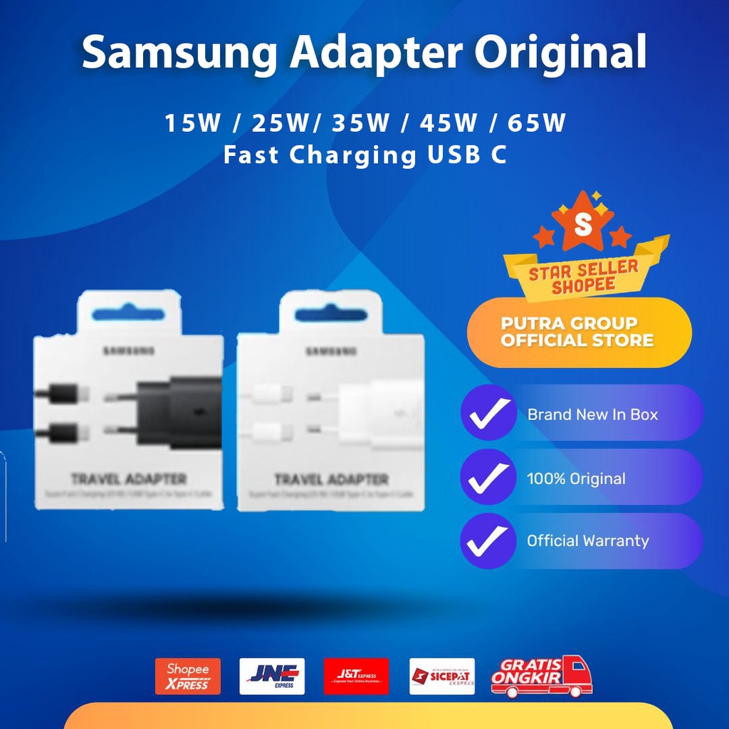Jual (RESMI) Samsung Adapter 15W 25W 35W 45W 65W 15 25 35 45 65 Watt ...