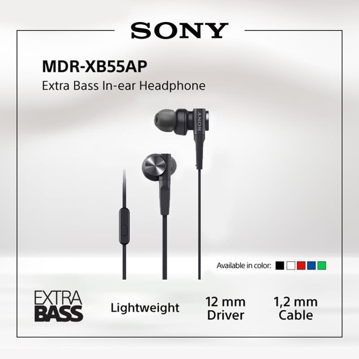 Jual SONY MDR-XB55AP BLACK EXTRA BASS EARPHONE / XB55AP / XB-55AP ...